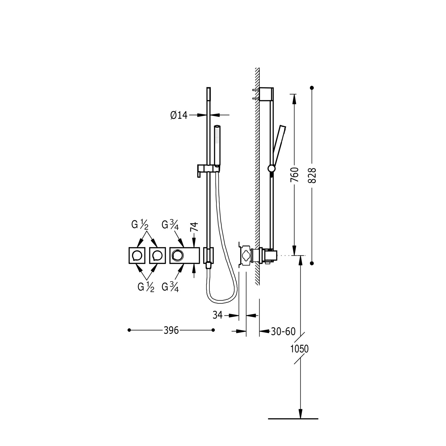 BLOCK SYSTEM Block System 4-way concealed thermostatic mixer tap-20735492