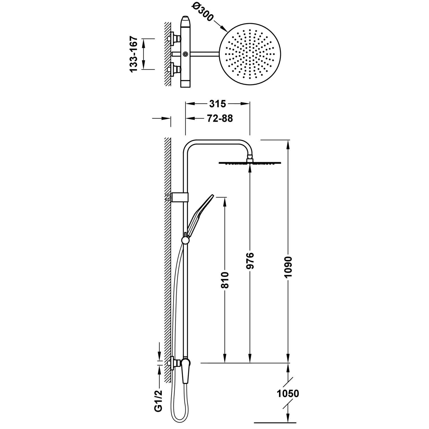 FUJI 2-way wall-fitted single-handle shower mixer tap-28119101