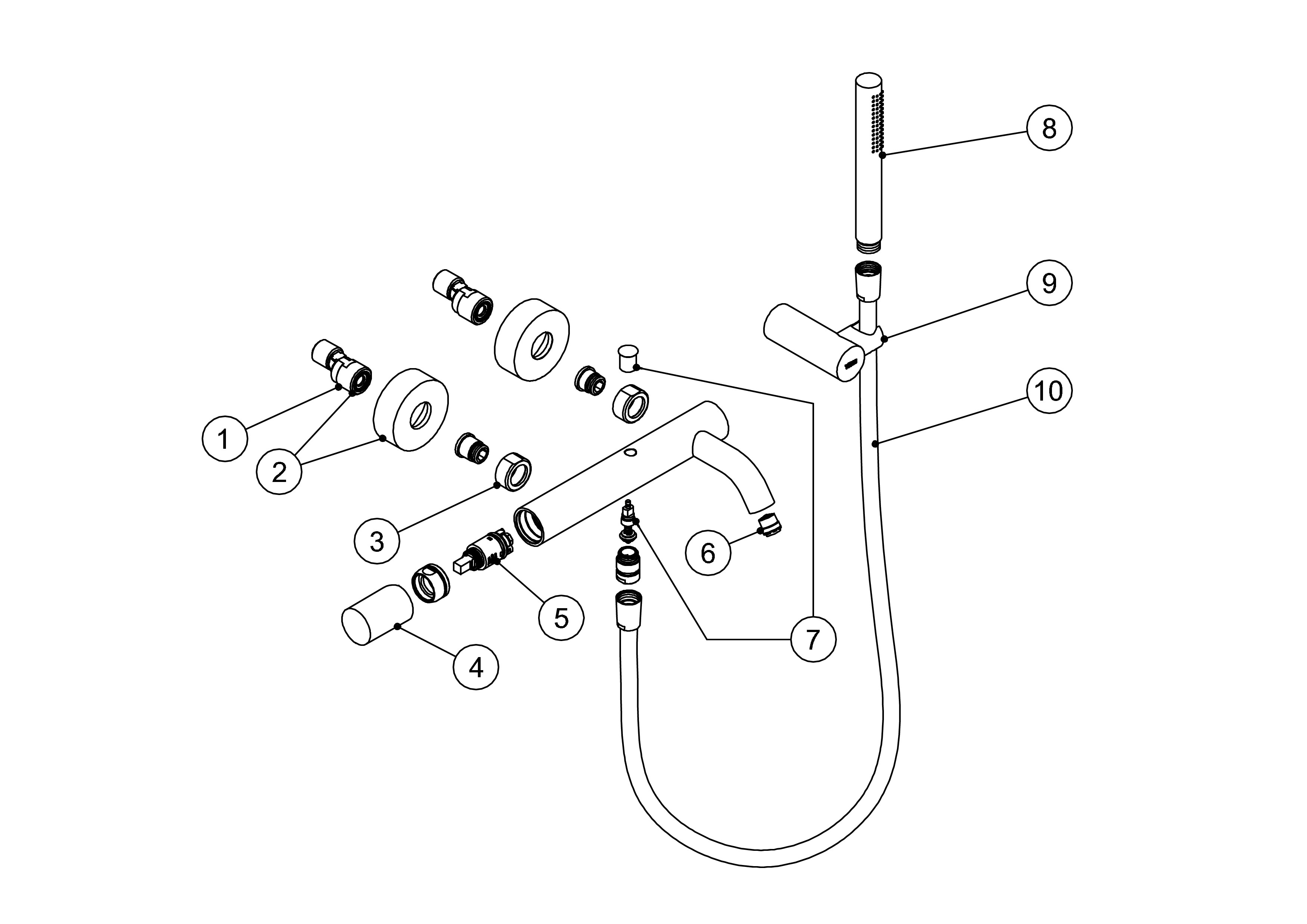 STUDY-TRES Wall-mounted single-handle mixer tap for bath and shower ...