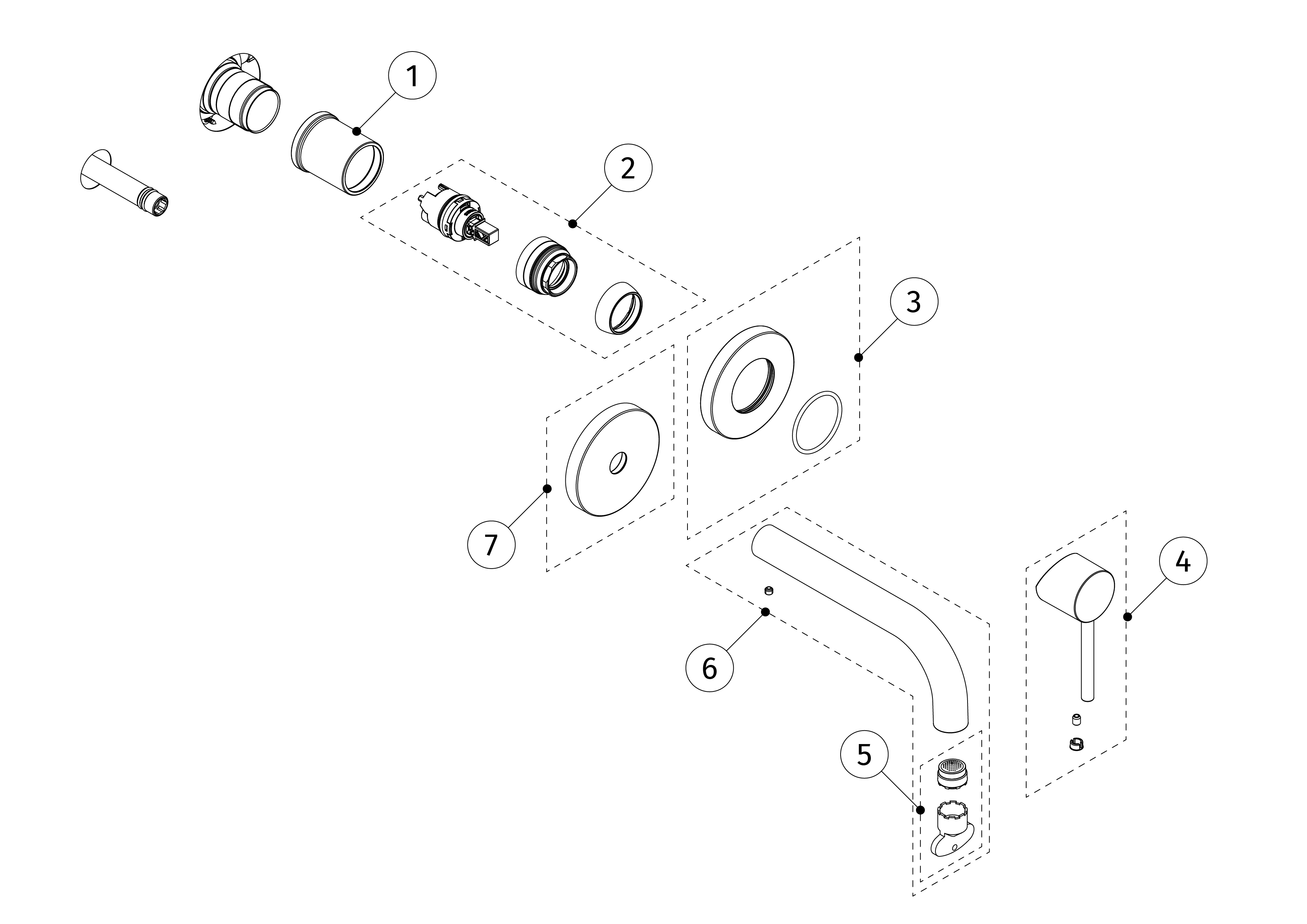 STUDY-TRES Concealed single-handle washbasin mixer tap-26230001