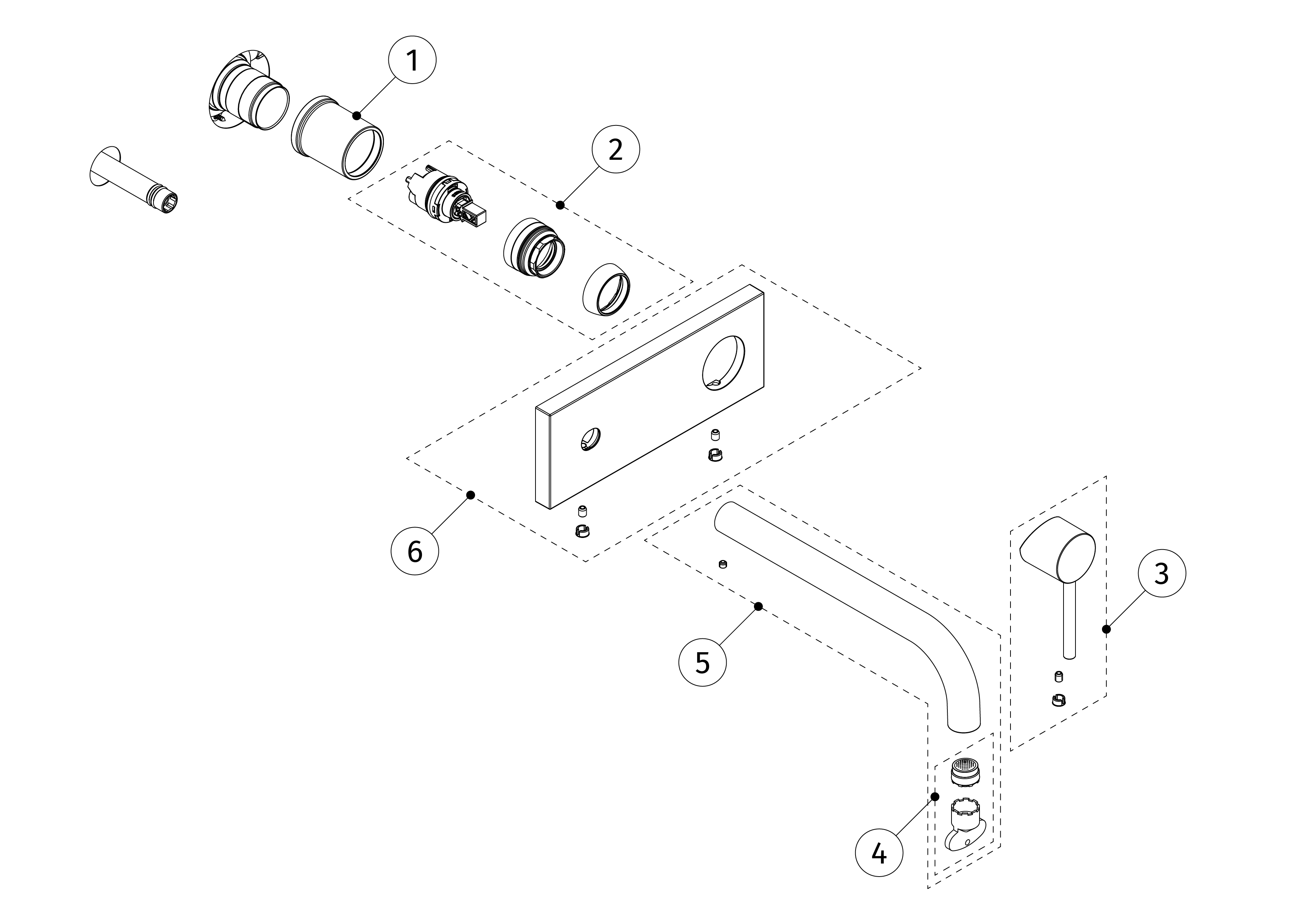 STUDY-TRES Concealed single-handle washbasin mixer tap-26230012