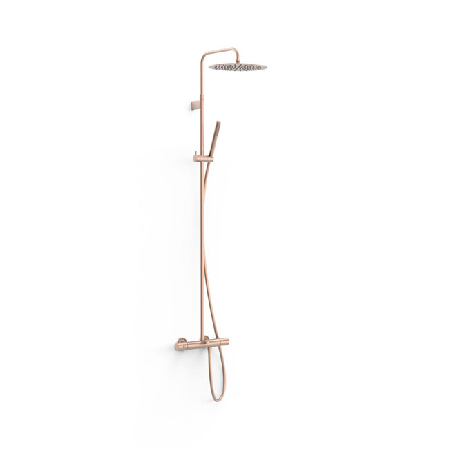 OVER-WALL 3-way wall-fitted thermostatic mixer tap set for bath and ...